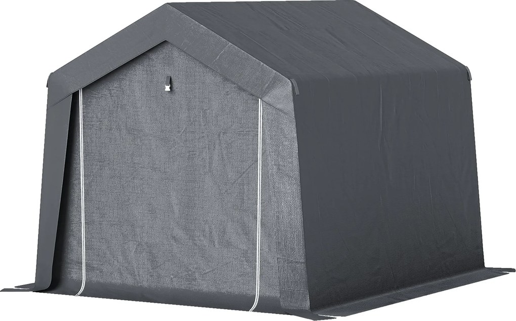 Zahradní kůlna Outsunny, skladovací stan, 3 x 3 m, voděodolná a odolná proti UV záření, pozinkovaná ocelová konstrukce a velké dveře, kryt pro kola do