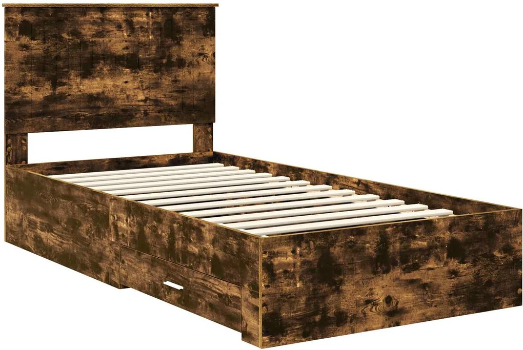 Rám postele s čelo Kouřový dub 100 x 200 cm Kompozitní dřevo 3411345