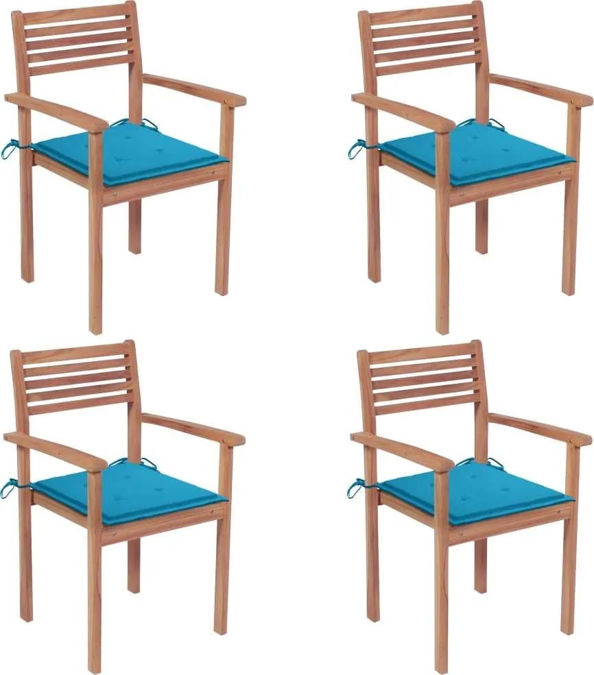vidaXL Zahradní židle 4 ks podušky masivní teak [3062297] Barva: Šedá