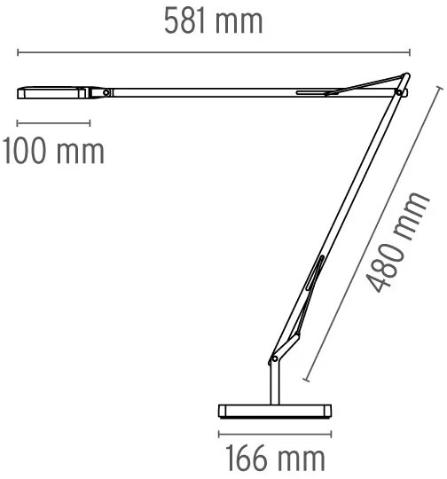 Flos Kelvin LED, antracitová stolní lampa na pracovní stůl, 8W LED 3000K, 48+58cm