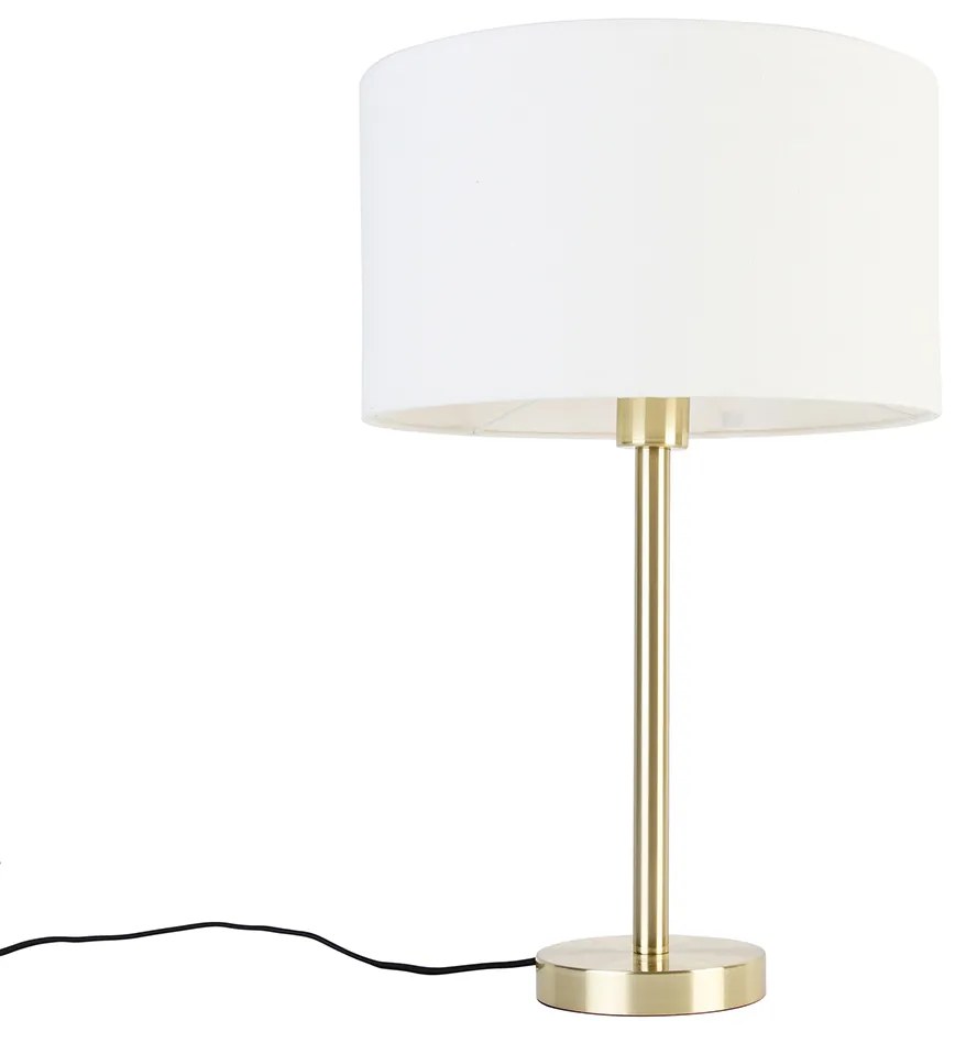 Klasická stolní lampa mosazná s bílým stínítkem 35 cm - Simplo Biano.cz