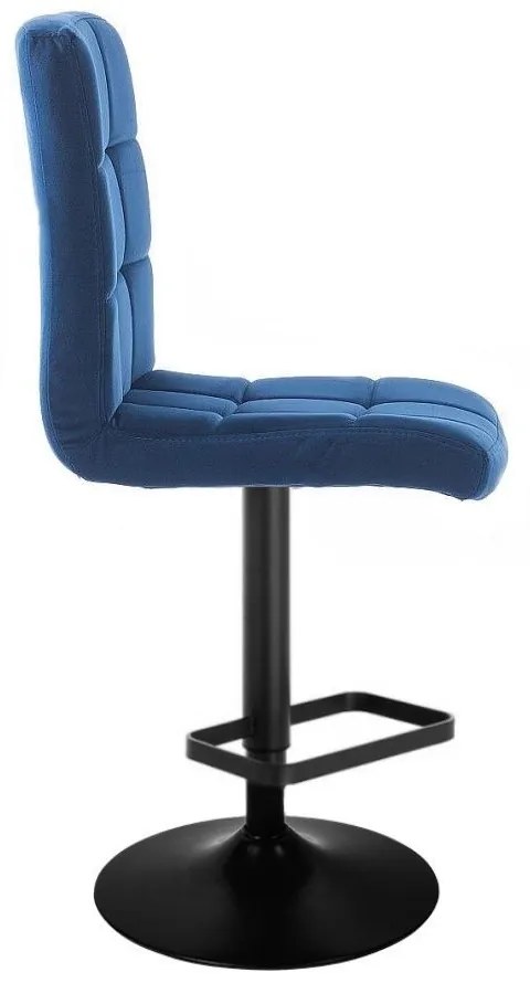 LuxuryForm DESIGN Barová židle TOLEDO VELUR na černé kulaté podstavě - modrá
