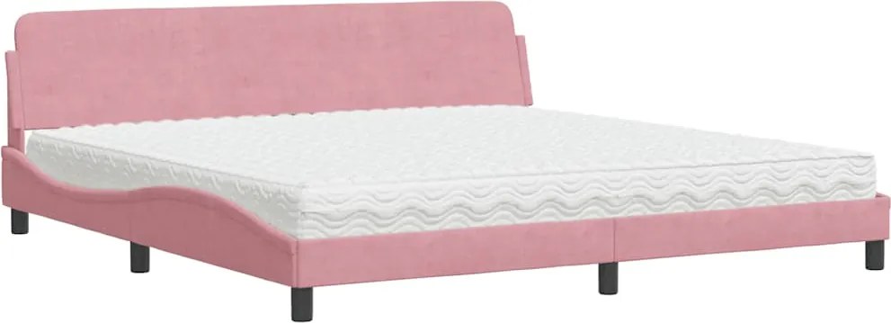Postel s matrací Dover růžová 200 x 200 cm samet 3208476