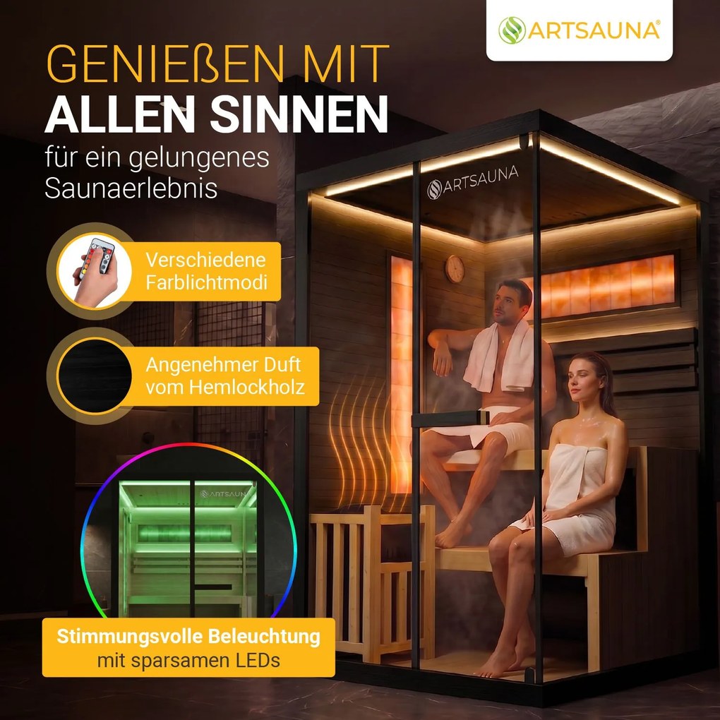 Artsauna Finská sauna Vantaa, černá Velikost: 120 cm