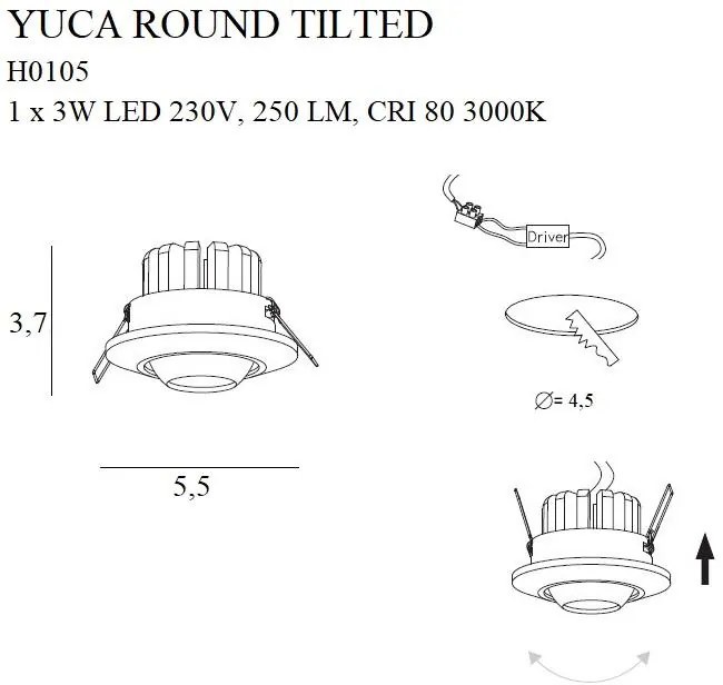 Maxlight H0105 YUCA Zápustné svítidlo 3W, černé