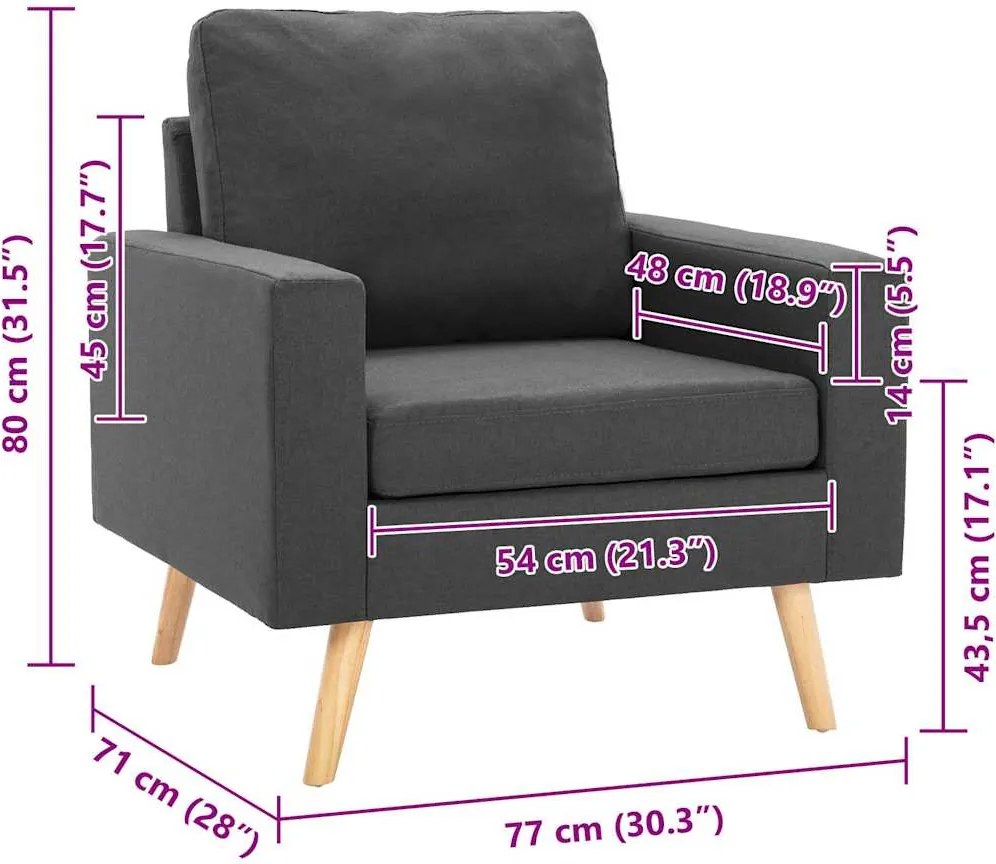 Křeslo tmavě šedé textil 288694
