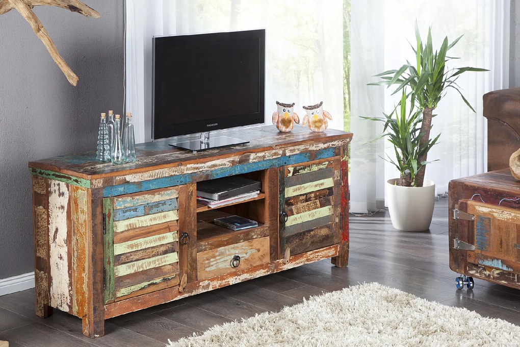 Demsa home TV stolek Karaja, 150 cm, masiv, recyklované dřevo