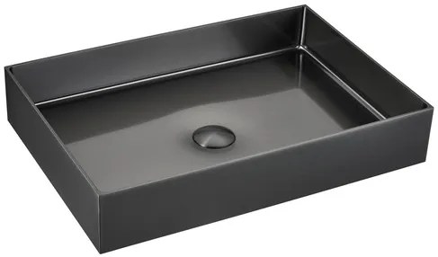Umyvadlo na desku v barvě gun metal SAT Aurum 55x38 cm bez přepadu SATAUR5538BGM