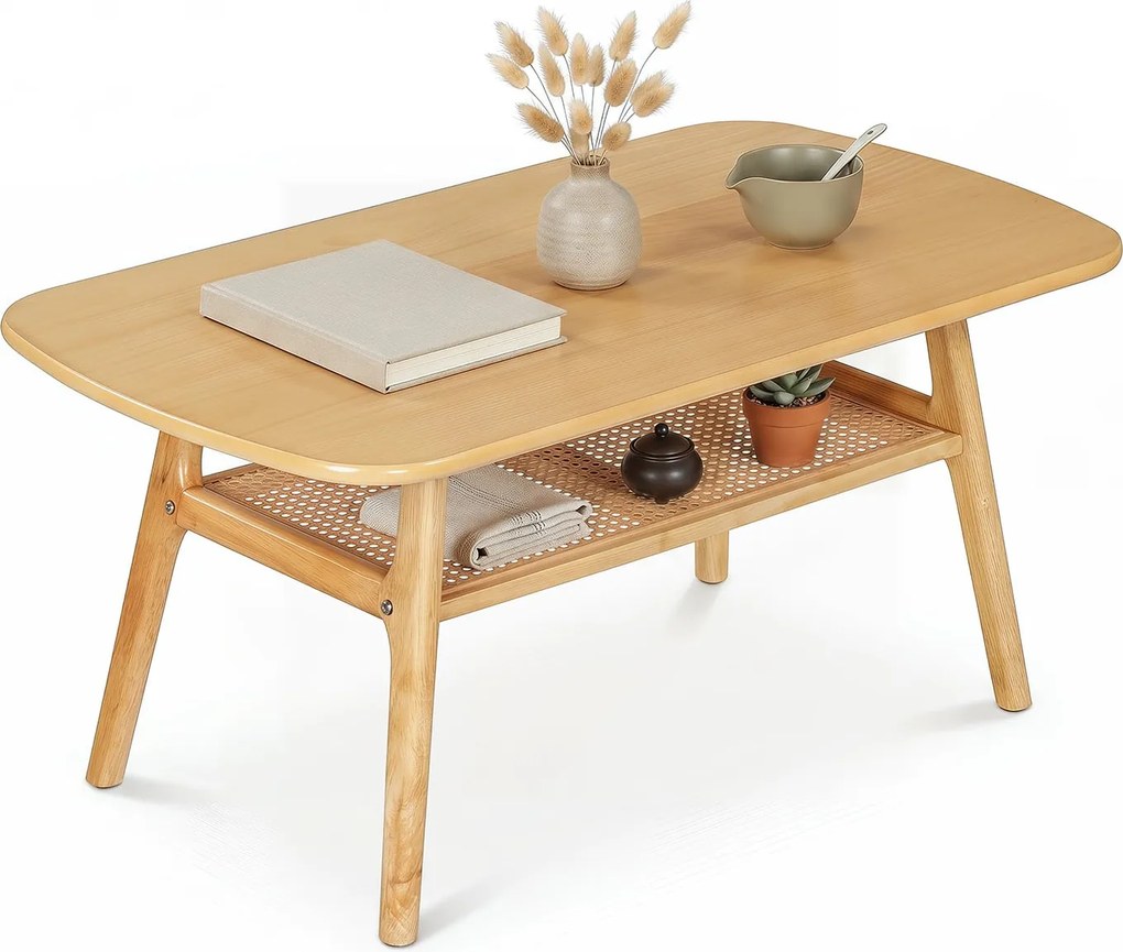 Costway Konferenční stolek 2 úrovně s otevřenou do – 100 × 53,5 × 45,5 cm