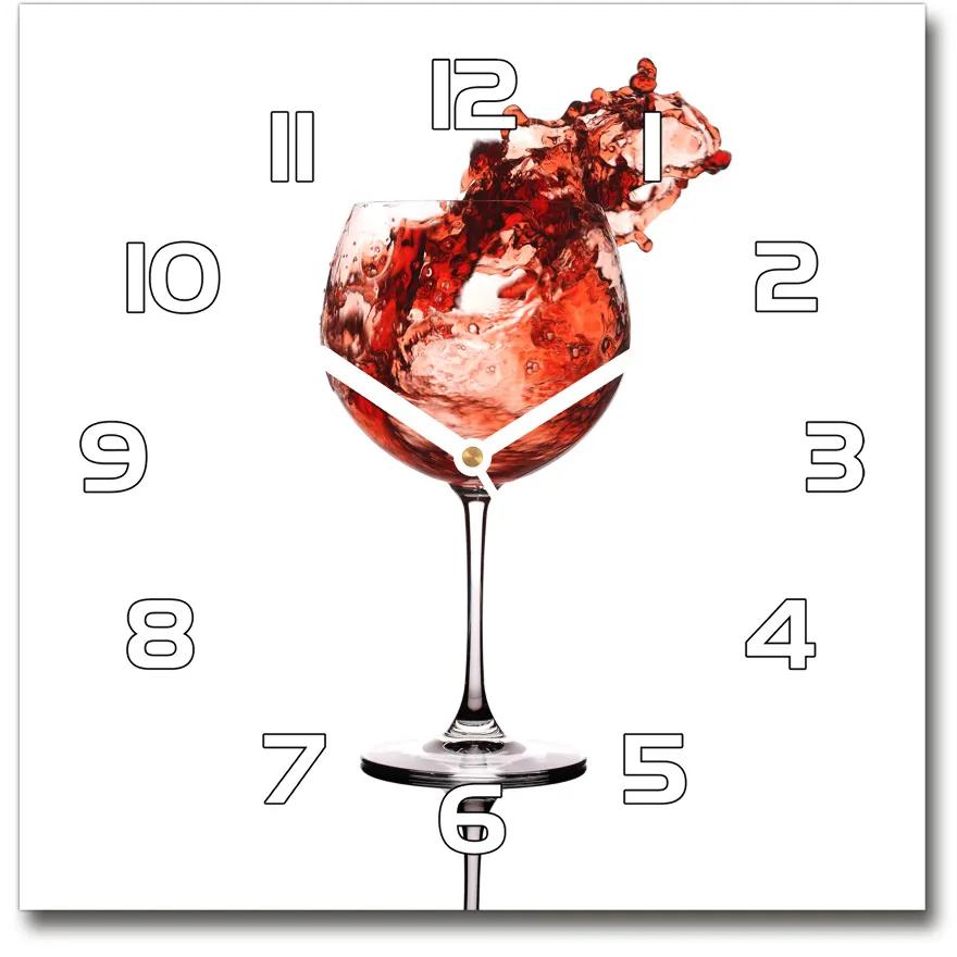 Wallmuralia Skleněné hodiny čtverec Sklenička vína 30x30 cm