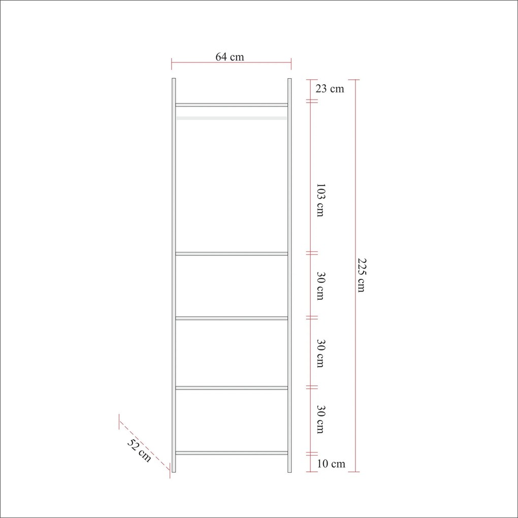 Kalune design Otevřená šatní skříň DYNAMIC 225x256 cm