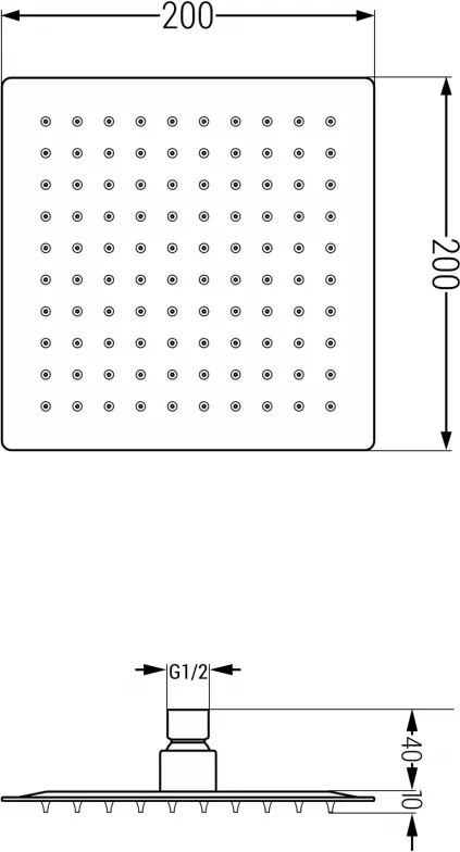 Mexen Sprchová hlavice Slim nerezová 20 x 20 cm, chrom, 79120-00