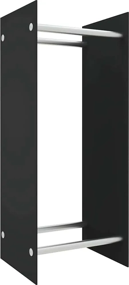 Stojan na palivové dříví černý 40 x 35 x 100 cm tvrzené sklo 327467