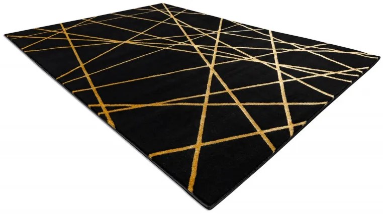 Dywany Łuszczów, Kusový koberec Gloss 406C 86 geometric black/gold, 80x150, černá, chodba / předsíň