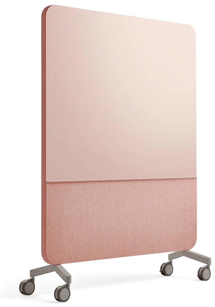 AJ Produkty Skleněná tabule s akustickým panelem Mary, mobilní, 1500x1960 mm, růžová
