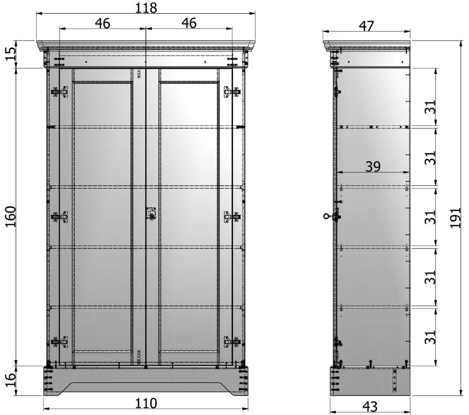 WOOOD Bílá šatní skříň Bella