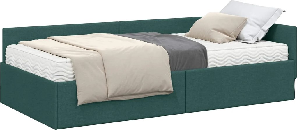 Rohový rám postele s matrací Jiný s čelo 2 ks Zelená textil 3393593