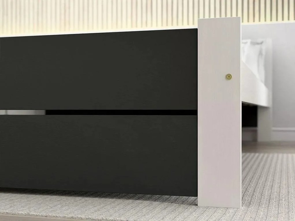 Postel IKAROS DOUBLE 80 x 200 cm, antracit/bílá Matrace: Bez matrace, Rošt: Bez roštu