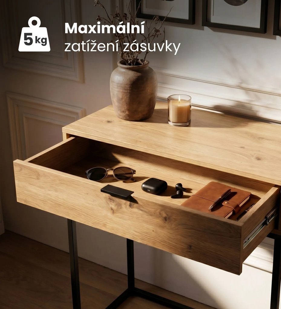 Konzolový stolek Modena 80 cm černý/dub Artisan