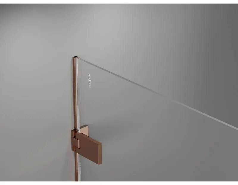 Mexen Lunar-F L, pravý sklápěcí sprchový kout 95 x 70 cm, 8mm čiré sklo, profil růžové zlato, 836L-095-070-60-00-P
