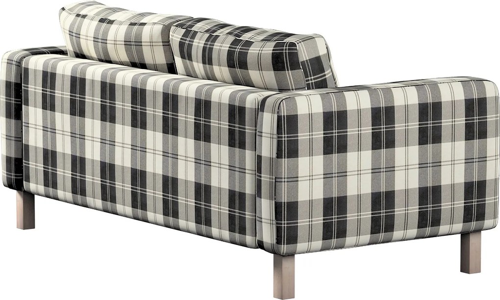 Potah na pohovku IKEA Karlstad 2-místná, nerozkládací, krátký barva černá látka pletený vzor, vzorované