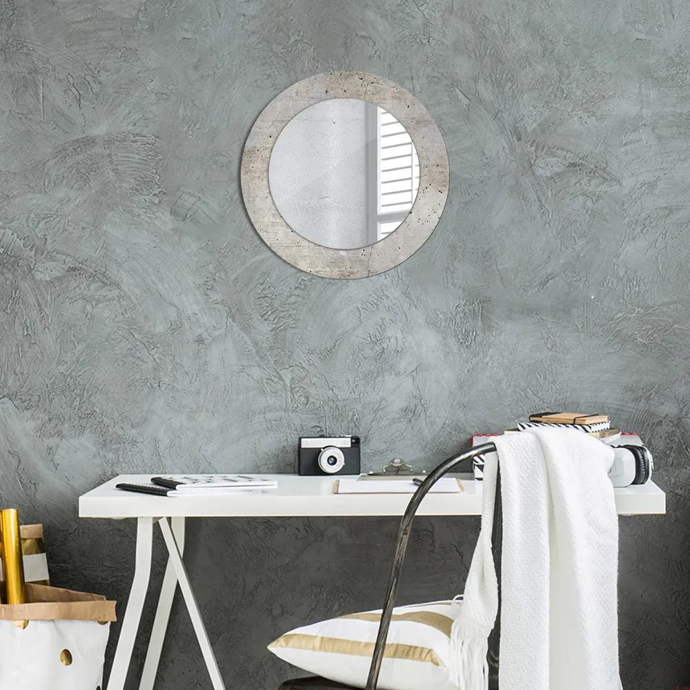 Kulaté zrcadlo s dekorem Šedý beton fi 50 cm