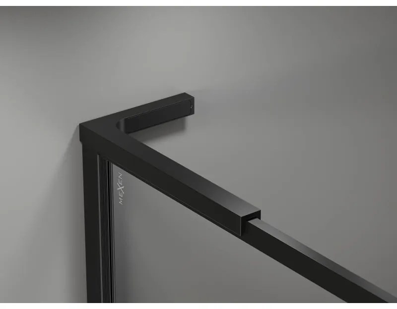 Mexen, Mexen Kioto-XF L sprchová stěna s rámem 90 x 202 cm, průhledná 10 mm, černá - 800-090-174-70-00-XF
