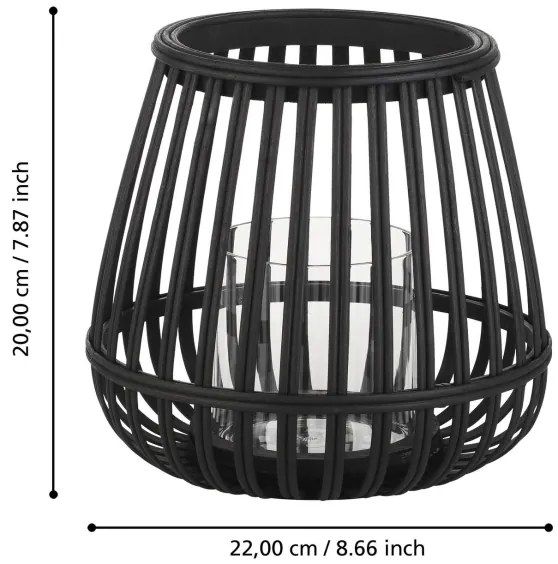 Eglo 422085 - Svícen BUNAWAN 20x22 cm černá/bambus