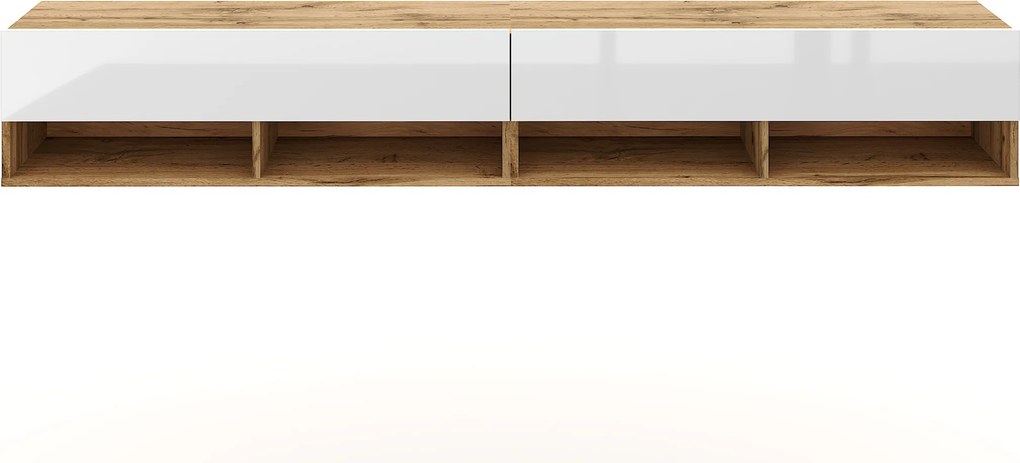 Závěsný TV stolek Derby 280 cm dub Wotan/bílý