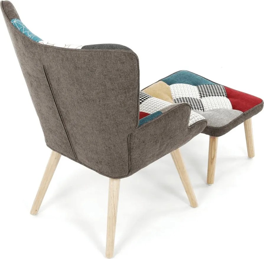 Křeslo ušák AK-305B PW2, vícebarevná, látka (68 x 75) cm patchwork