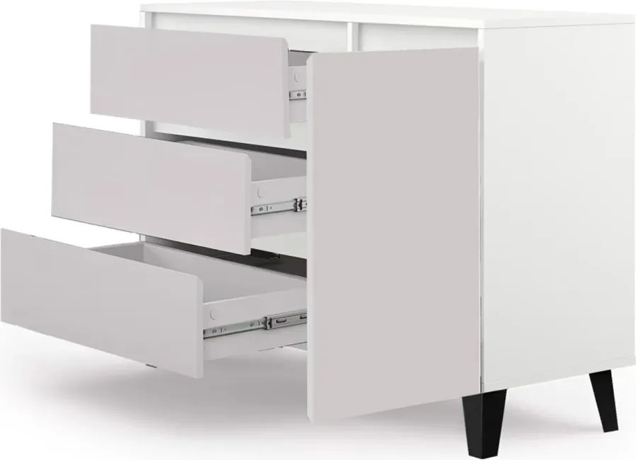 Komoda Borg 1d3s bílá / kašmír