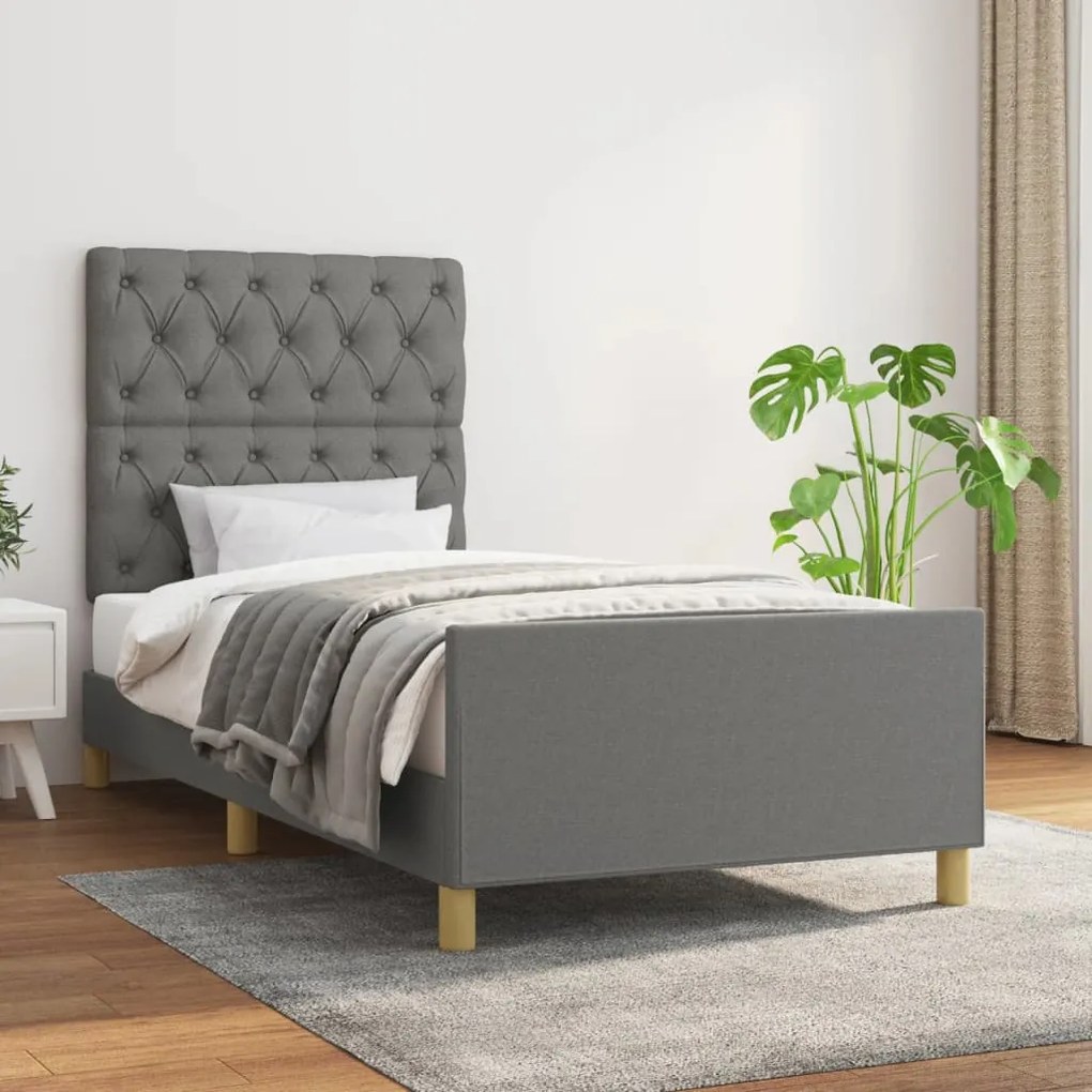 Rám postele bez matrace tmavě šedá 80 x 200 cm textil 3125253