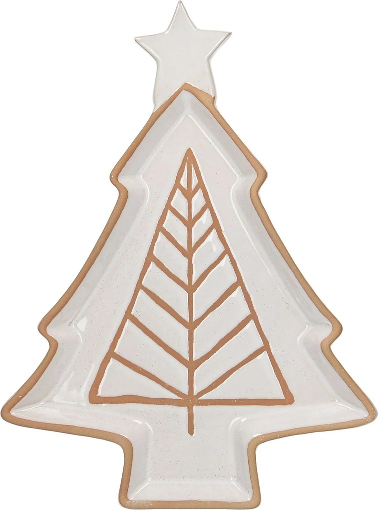 Kameninový talíř Beige Christmas Tree scandi
