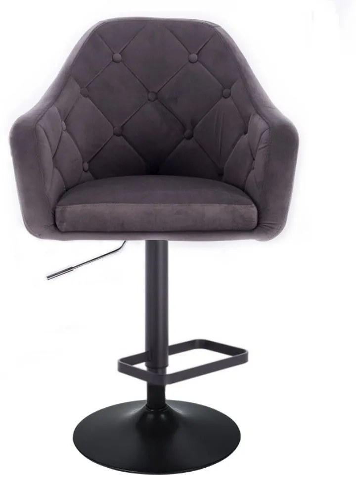 LuxuryForm Barová židle ANDORA VELUR  na černém talíři - šedá