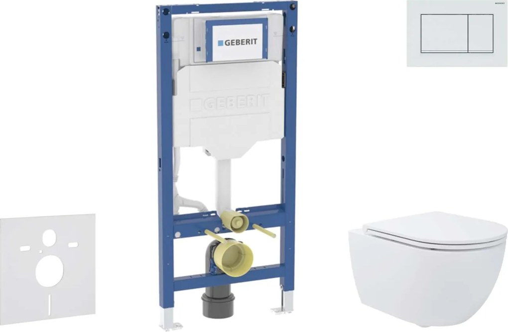 SANITINO - Set předstěnové instalace, klozetu Oudee a Slim sedátka softclose, tlačítko Sigma20, bílá/bílá mat SANI11CA31160