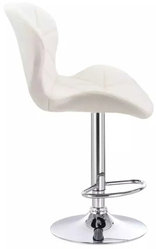 LuxuryForm DESIGN Barová židle LIVIO VELUR na stříbrné kulaté podstavě - bílá