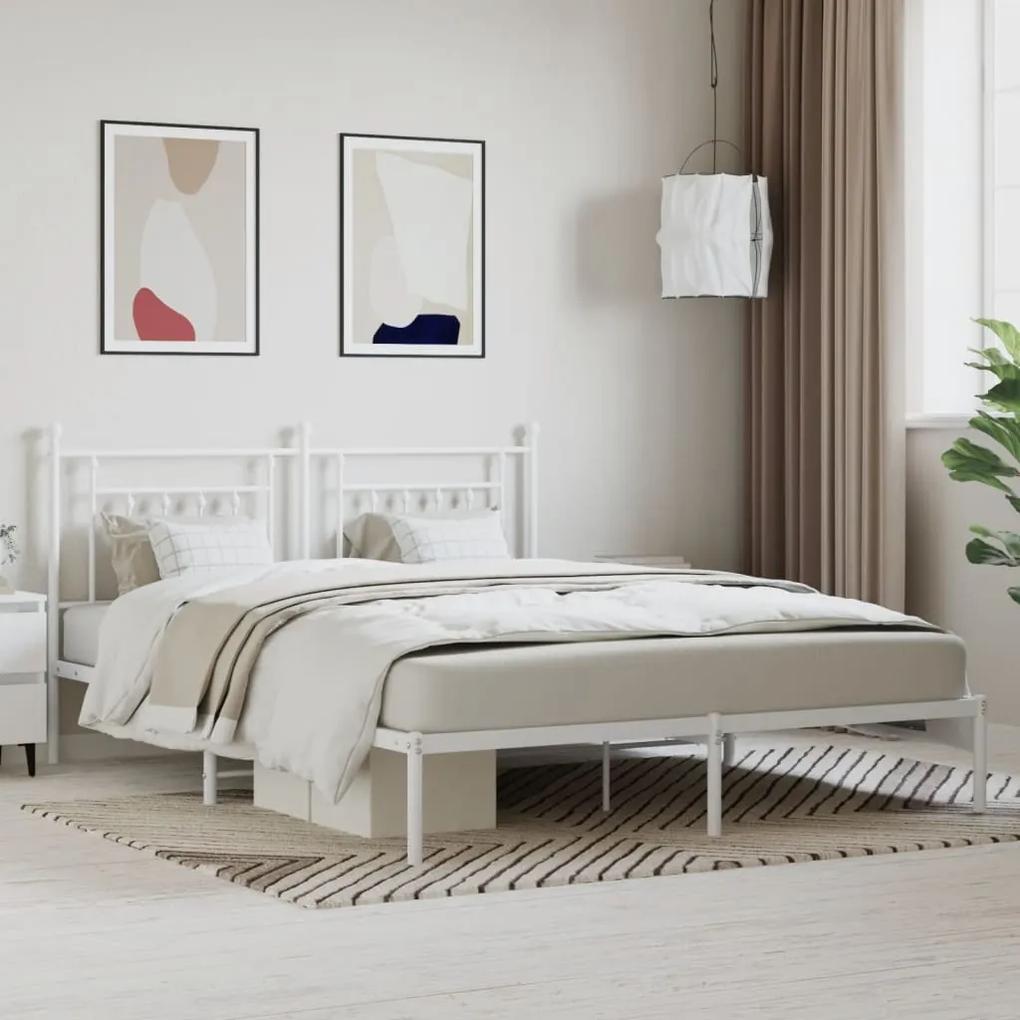 Kovový rám postele s čelem bílý 160 x 200 cm,  353589