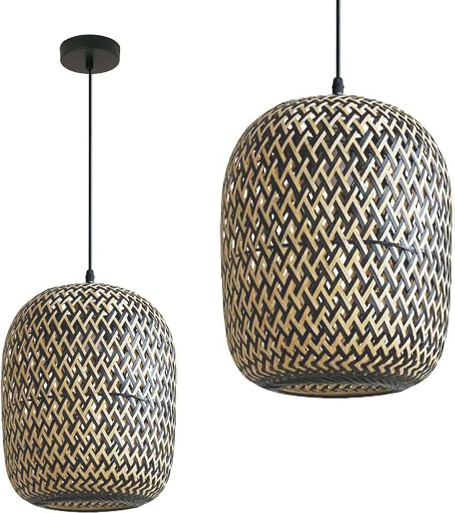 Toolight Bamboo, závěsné svítidlo 1xE27 25x30 cm APP1542-1CP, černá-hnědá, OSW-05120