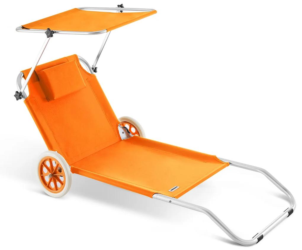 Casaria Záhradní Plážové lehátko s kolečky oranžové