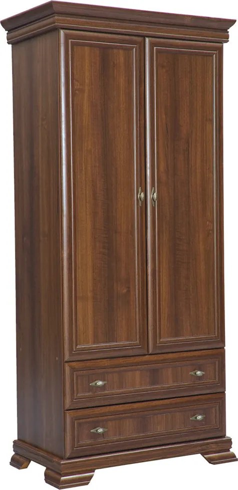 KORA s | šatní skříň KS1 se zásuvkami a šatní tyčí | 88 cm | samoa king