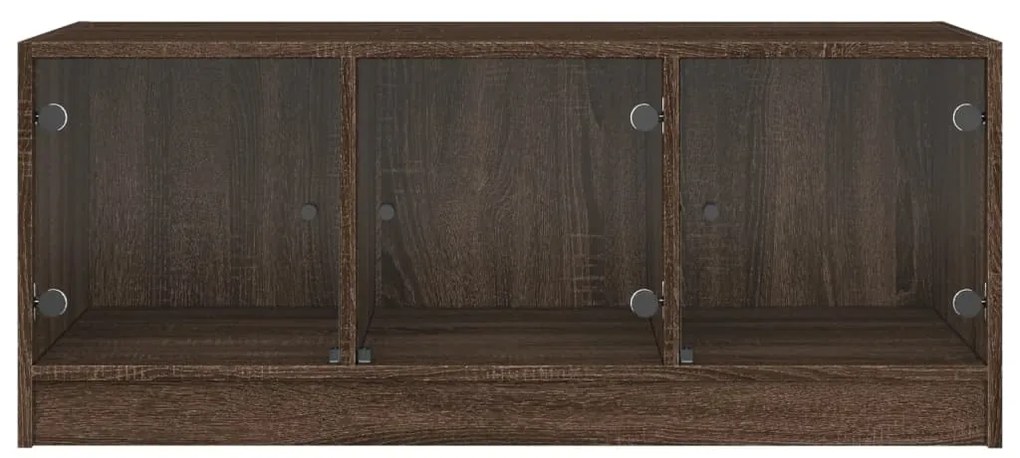 Konferenční stolek se skleněnými dvířky hnědý dub 102x50x42 cm - Default Title
