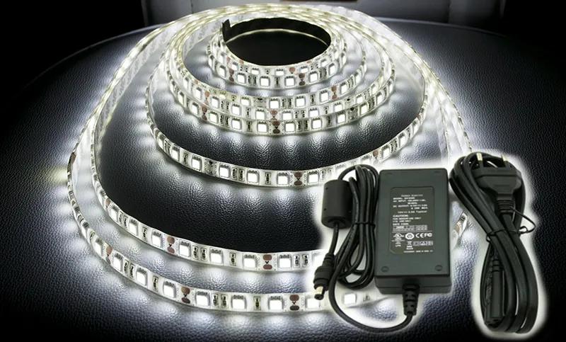 ECOLIGHT LED pásek KOMPLET - SMD 5050 - 5m - 300/5m - 72W - studená bílá + konektor + zdroj