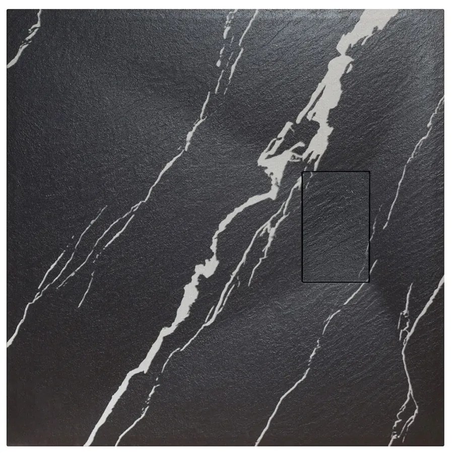 Besco Čtvercová sprchová vanička z SMC kompozitu VEXO MARBLE BLACK SQ 80x80 (90x90) Rozměry (cm): 90x90