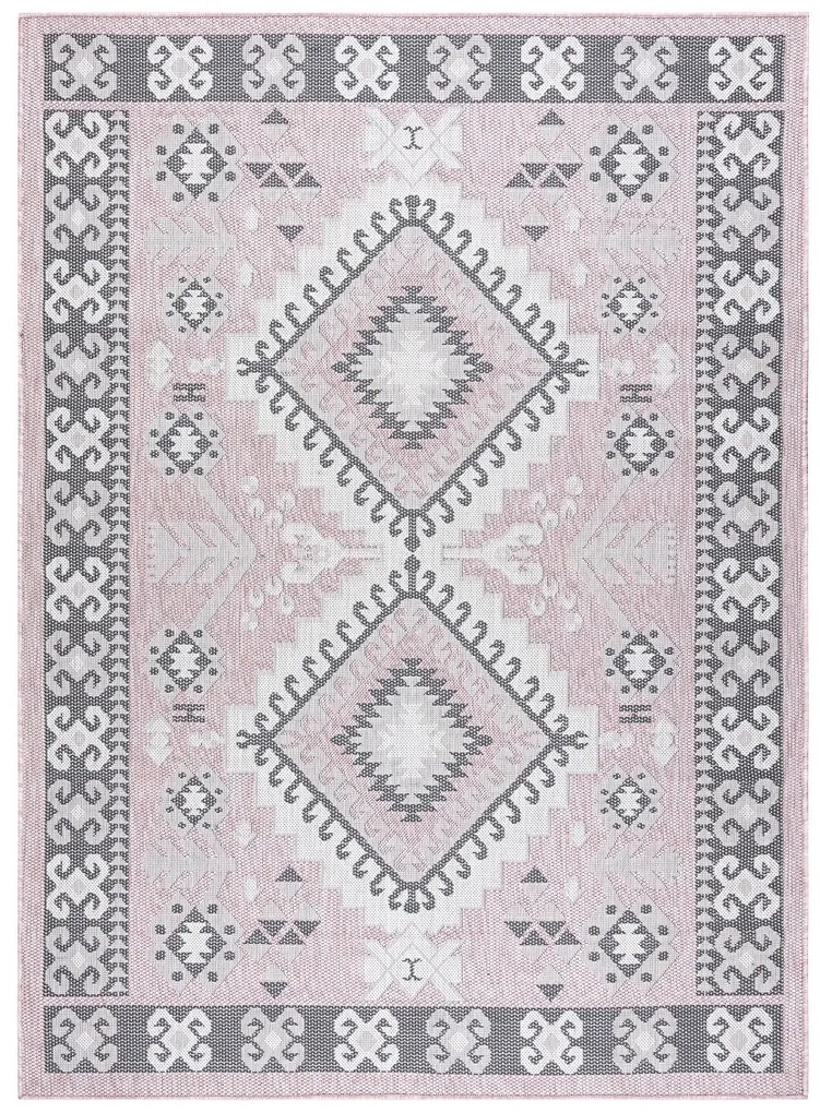 Dywany Łuszczów Kusový koberec Sion Sisal Aztec 3007 pink/ecru – na ven i na doma - 140x190 cm