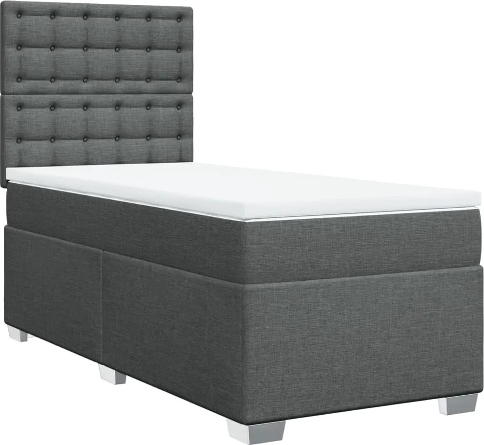 Box spring postel s matrací tmavě šedá 90x200 cm textil 3292686