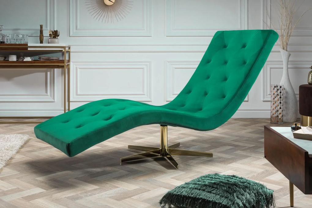 Luxusní relaxační křeslo Rest smaragdově zelený samet