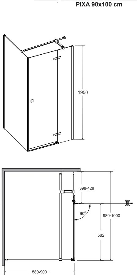 Besco Pixa 100x90/120x90 obdélníkový sprchový kout Orientace: Pravá, Rozměr sprch.dveří: 120cm