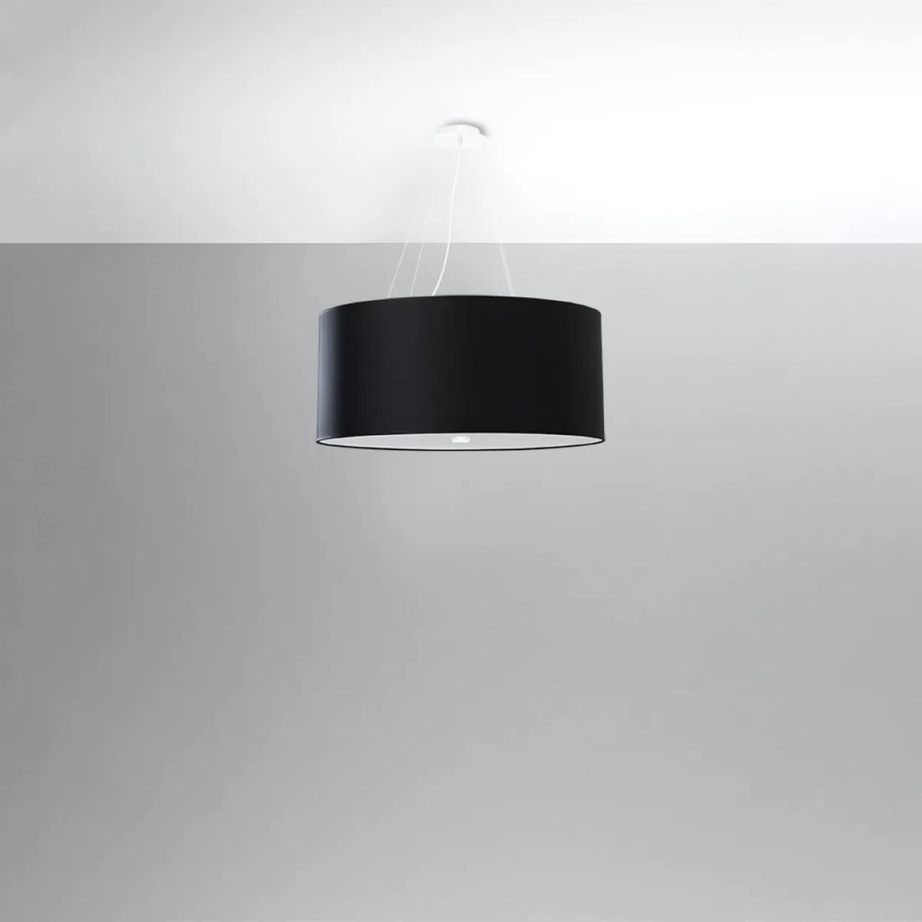 Závěsné svítidlo Otto, 1x černé textilní stínítko, (bílé sklo), (fi 60 cm)