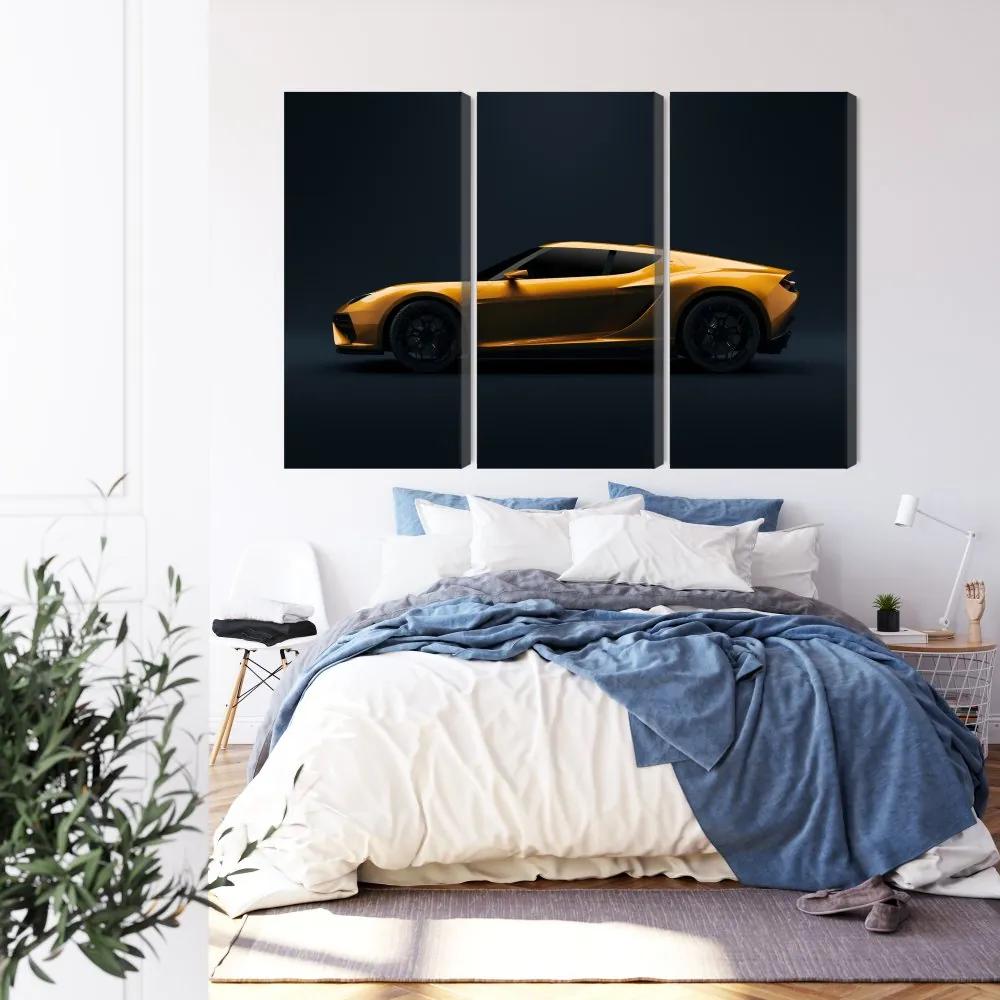 Vícedílný obraz Žluté 3D Sportovní Auto Nedostatek Nedostatek Plátno Canvas 120x80