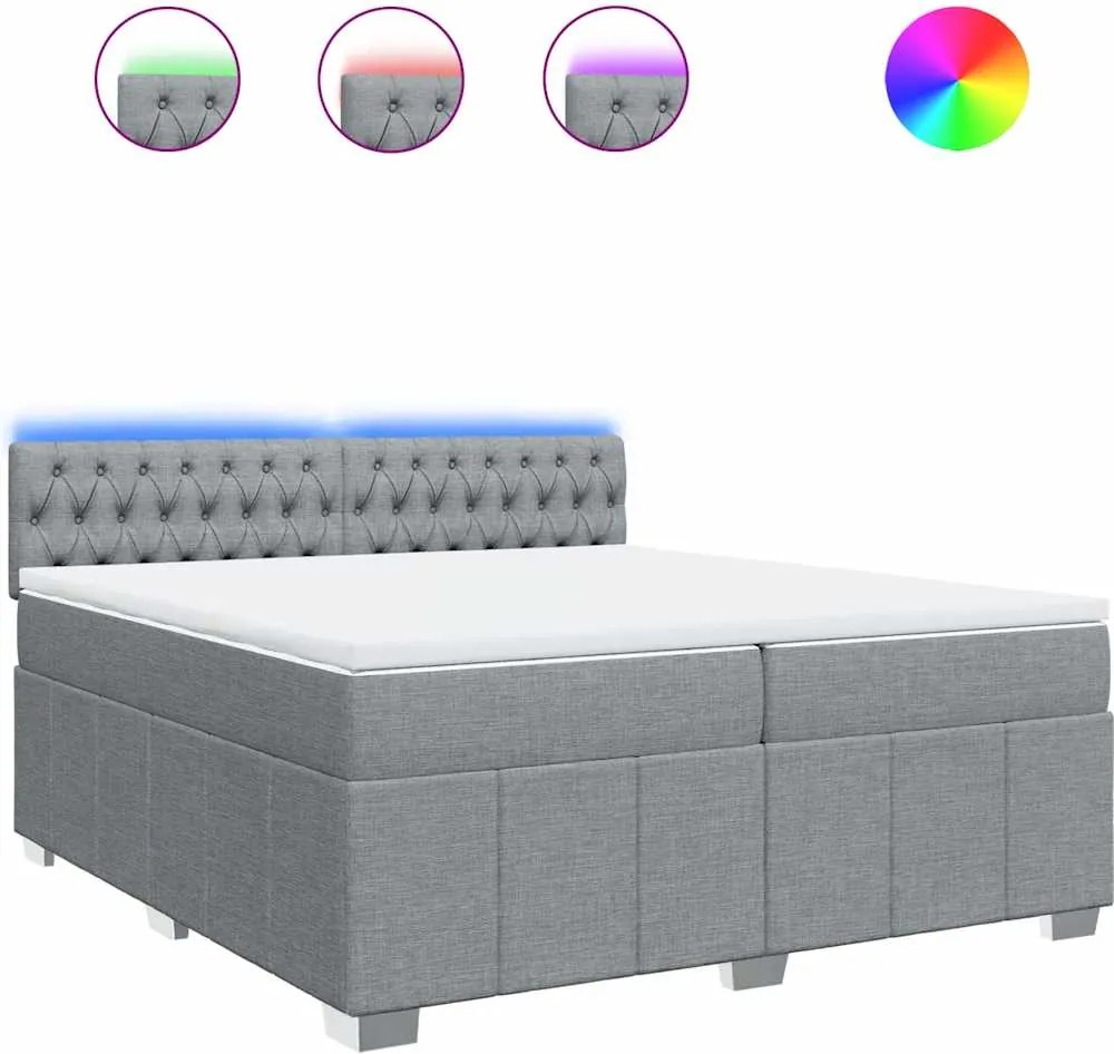 Box spring postel s matrací světle šedá 200 x 200 cm textil 3289482